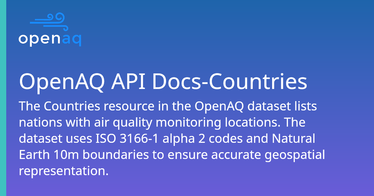 Countries | OpenAQ Docs