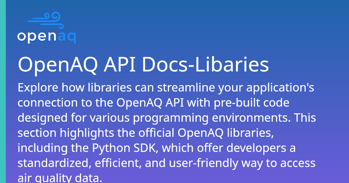 Libaries | OpenAQ Docs