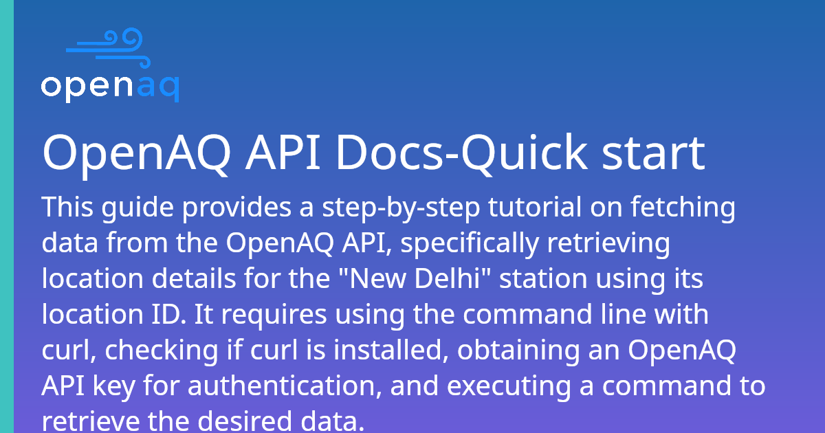 Quick start | OpenAQ Docs